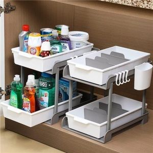 Kitchen | 2 Set 2 Tier Slide Out Under Sink Organizer And Storage With ...
